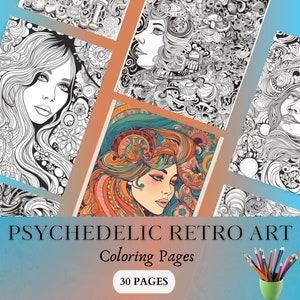 30 Psychedelic Retro Coloring Book, 1970s Stoner Hippie, Groovy ...