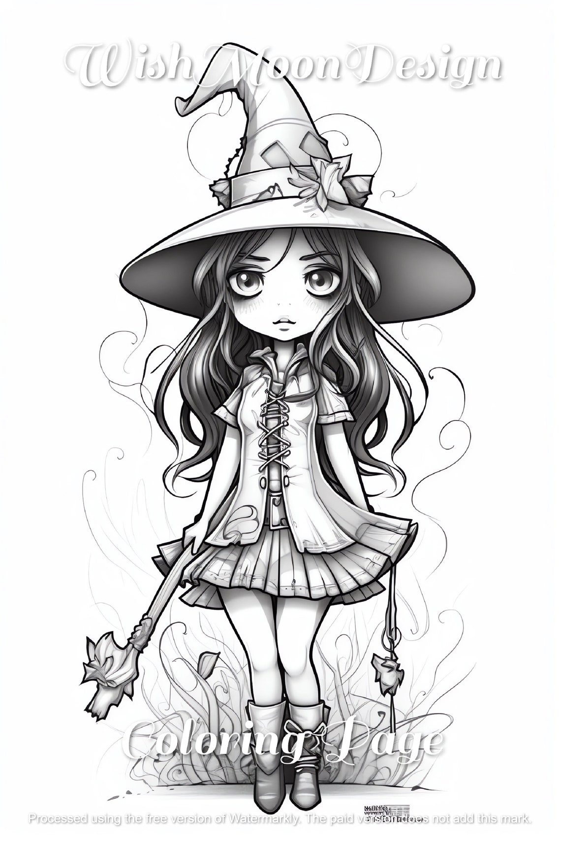 20 Chibi Witch Coloring Pages Witches Hat Spooky Fantasy - Etsy