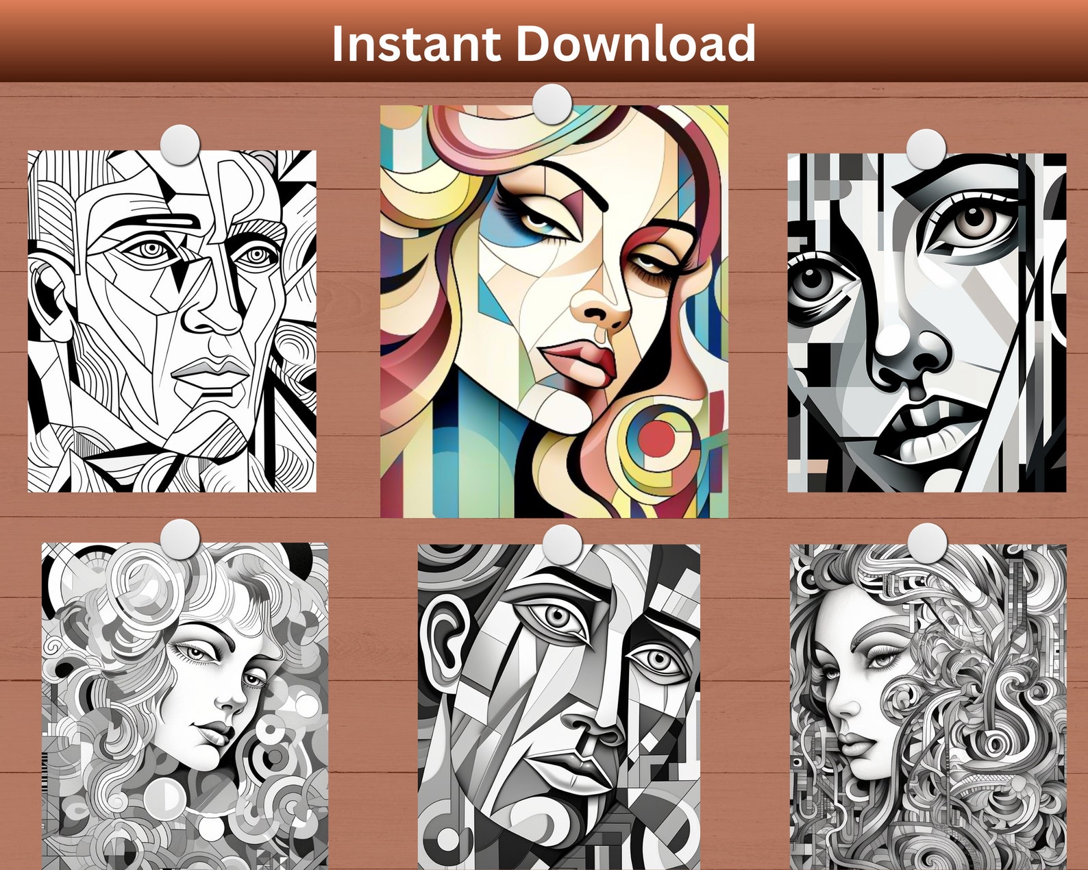 20 Picasso Style Portraits Coloring Pages, Artistic Pages, Abstract ...