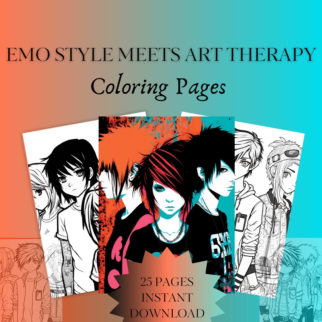 Emo Style Meets Coloring Book Art Therapy Emotional - Etsy