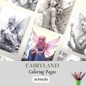 Fairyland Coloring Book 20 Pages, Enchanted Forest, Fantasy, Magical ...