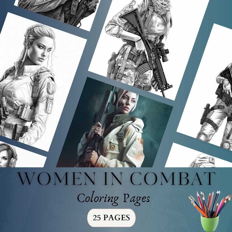 Instant Download - 25 Women in Combat Military Coloring Pages, Strong ...