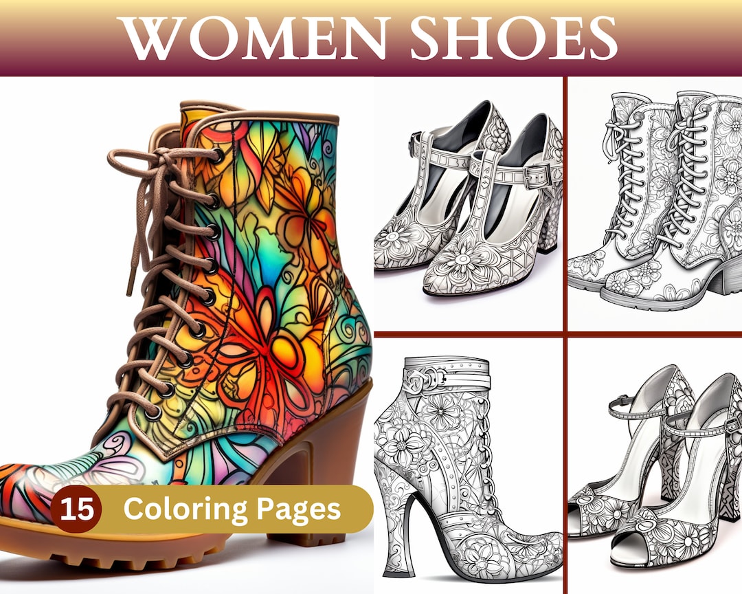 15 Women Shoes Coloring Pages, Shoes Fashion, Shoe Art, High Heels ...