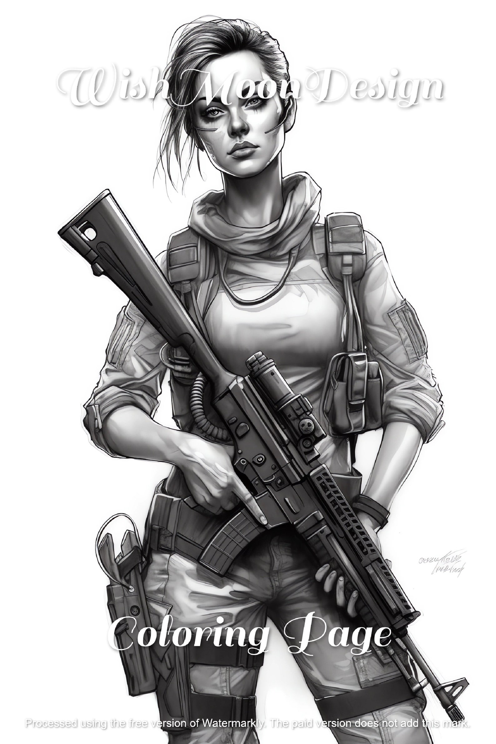 Instant Download - 25 Women in Combat Military Coloring Pages, Strong ...