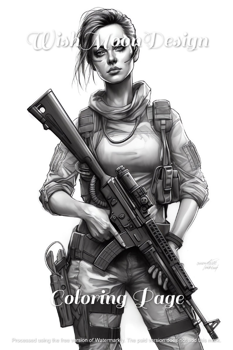 Instant Download - 25 Women in Combat Military Coloring Pages, Strong ...