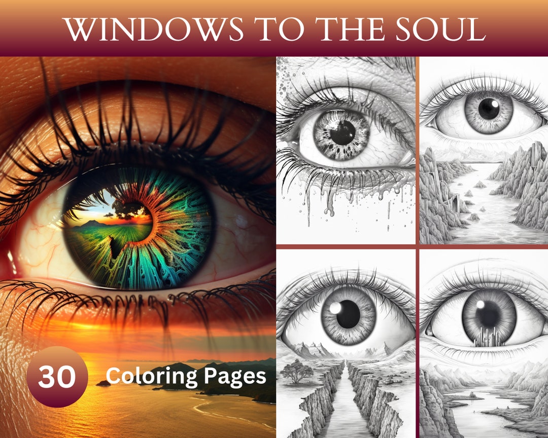 30 Windows to the Soul Coloring Pages | Digital Download | Eye Coloring ...