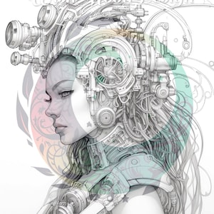 10 Cyborg Women Coloring Pages, Synthetic Female, Sci-fi Art, Fashion ...