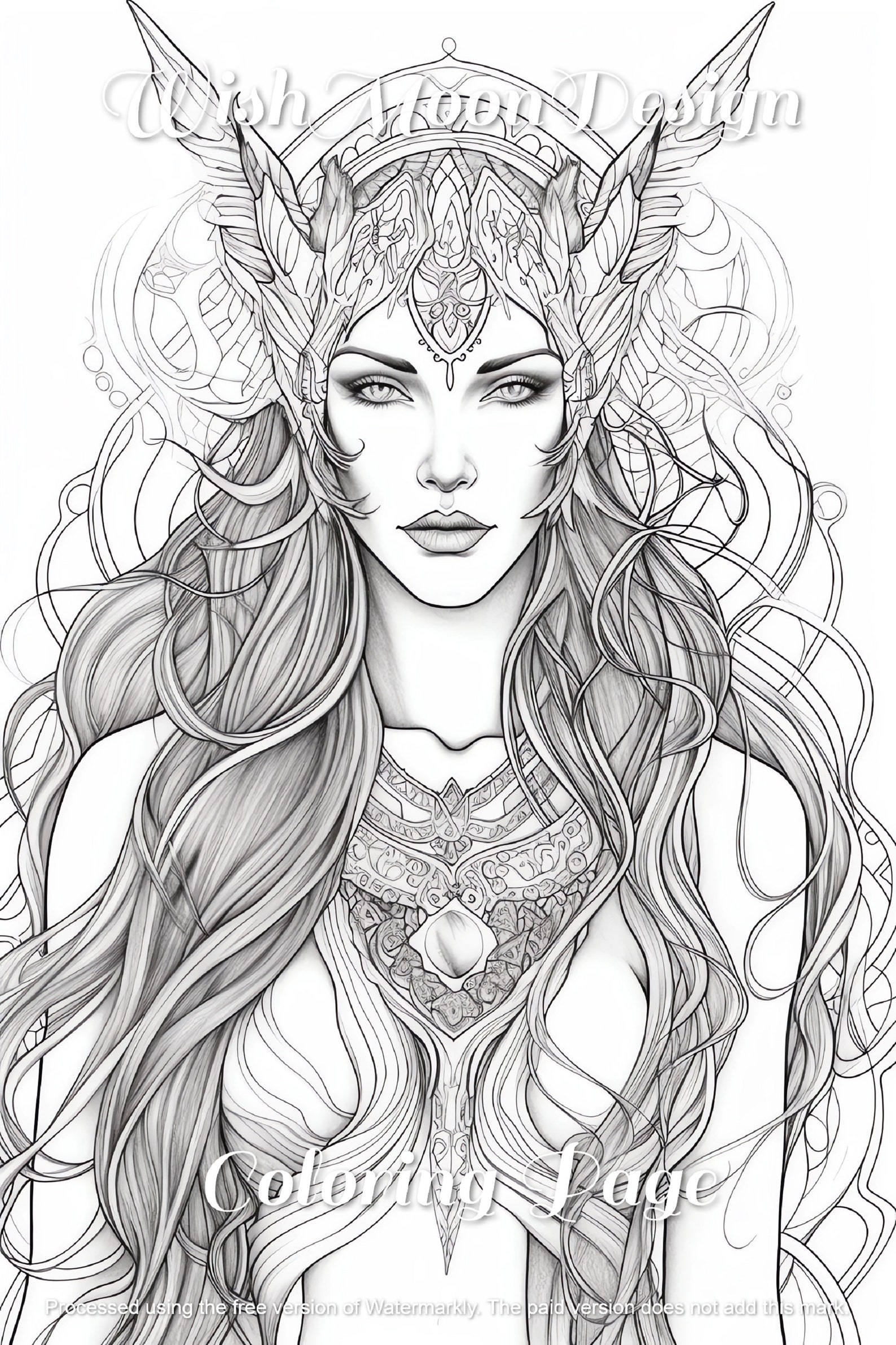 Nyx Goddess Mythological Coloring Book, Fantasy, Celestial Beauty ...