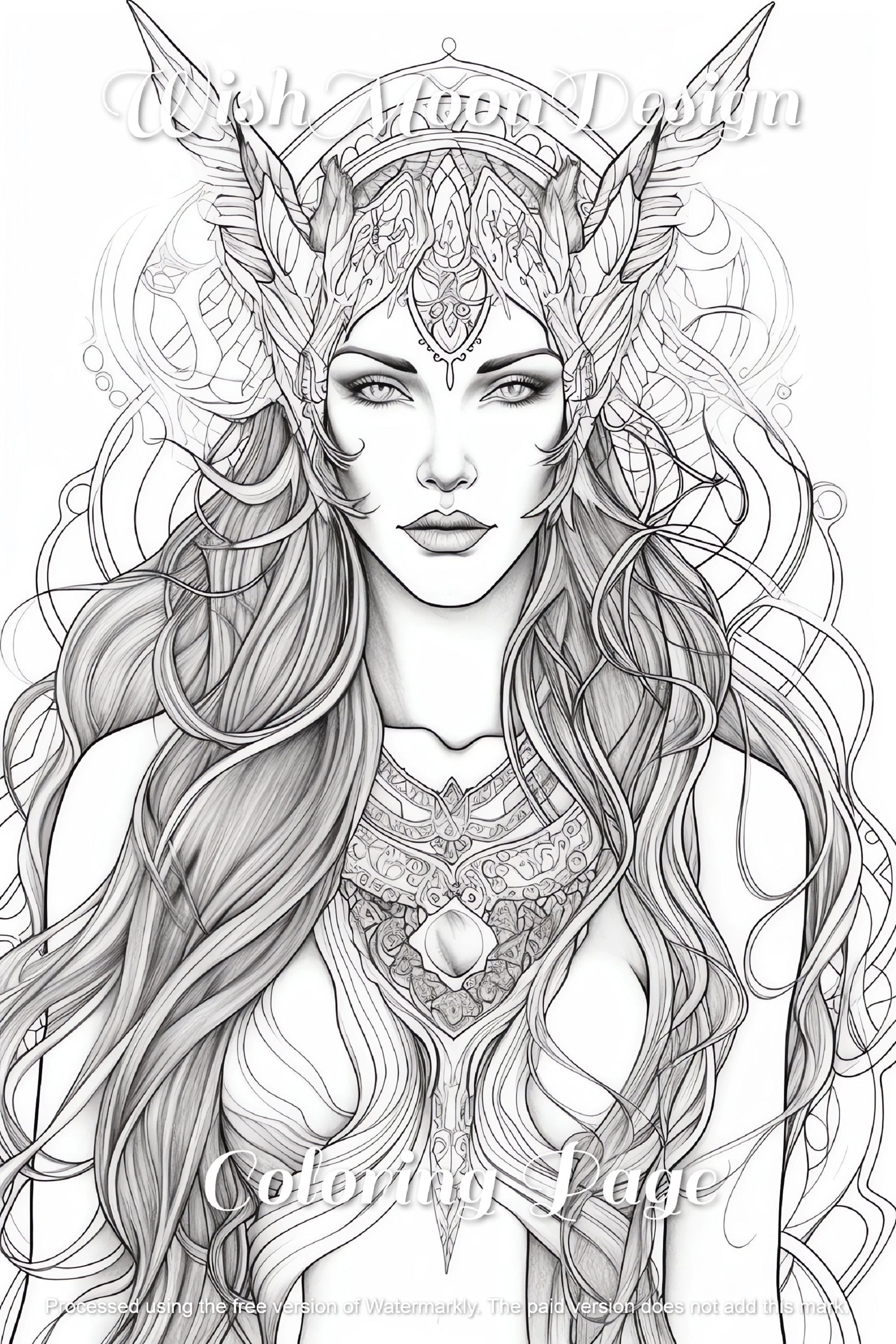 Nyx Goddess Mythological Coloring Book, Fantasy, Celestial Beauty ...