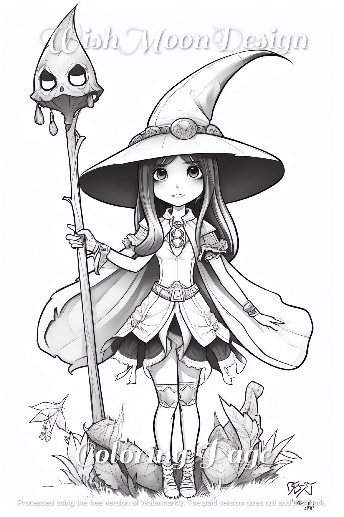 20 Chibi Witch Coloring Pages, Witches Hat, Spooky, Fantasy, Halloween ...