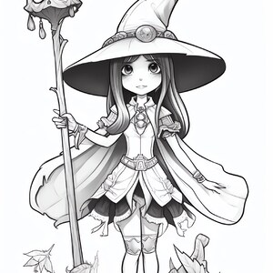 20 Chibi Witch Coloring Pages, Witches Hat, Spooky, Fantasy, Halloween ...