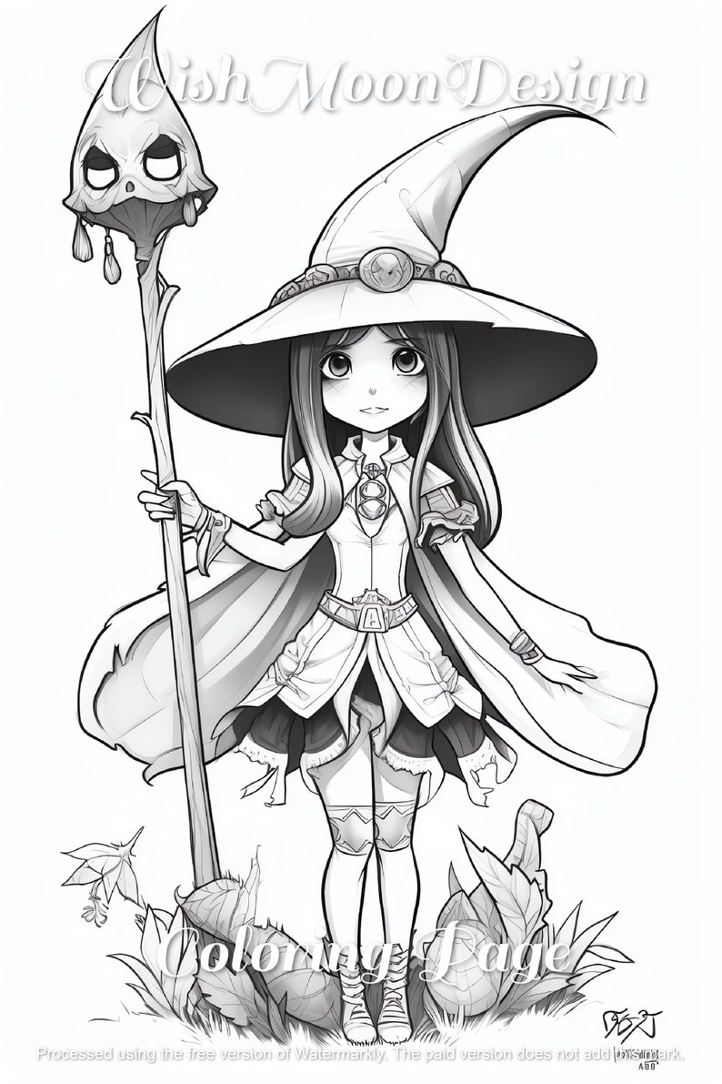 20 Chibi Witch Coloring Pages, Witches Hat, Spooky, Fantasy, Halloween ...