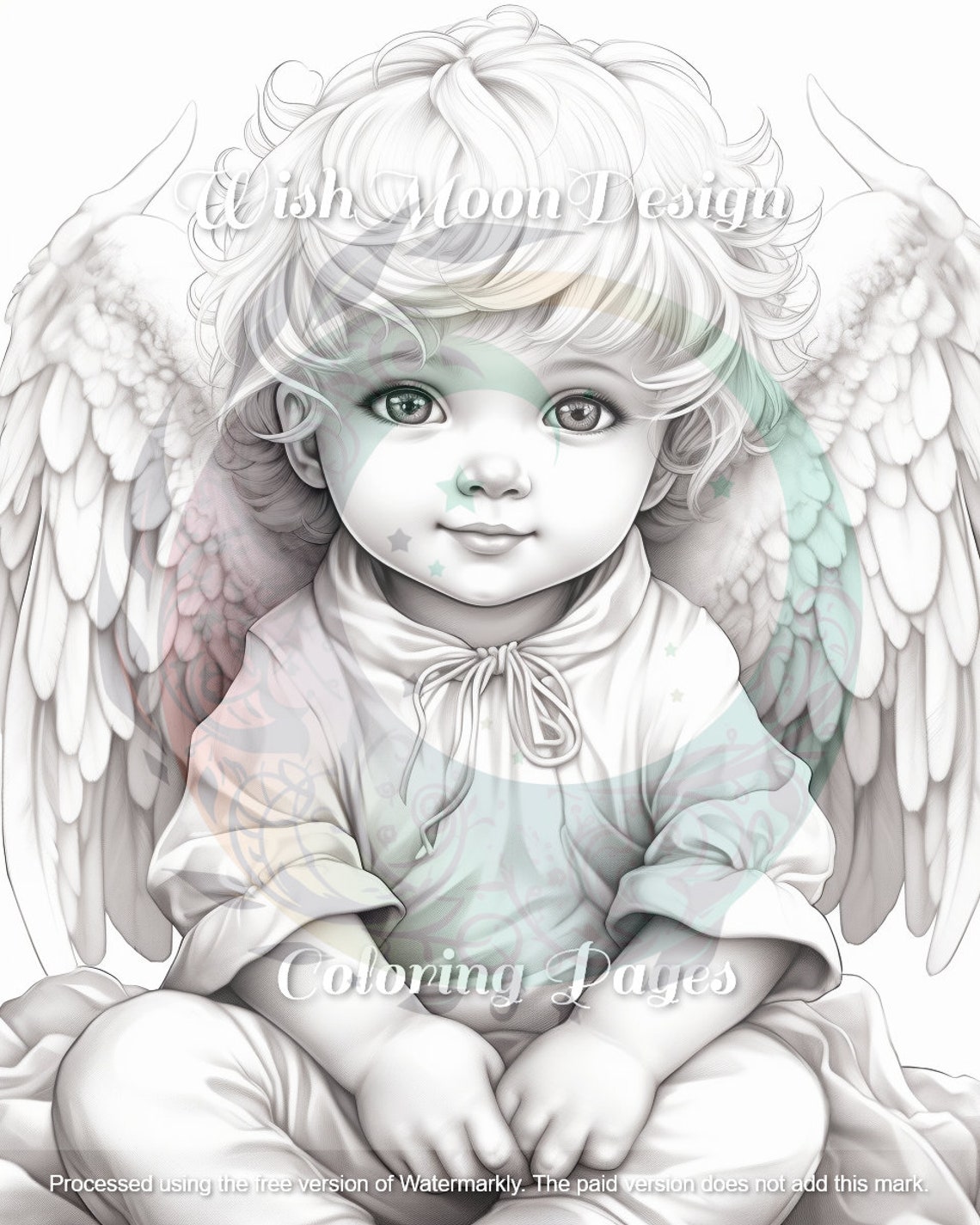 30 Baby Angel Coloring Pages Fantasy Fairy Wings Magical - Etsy