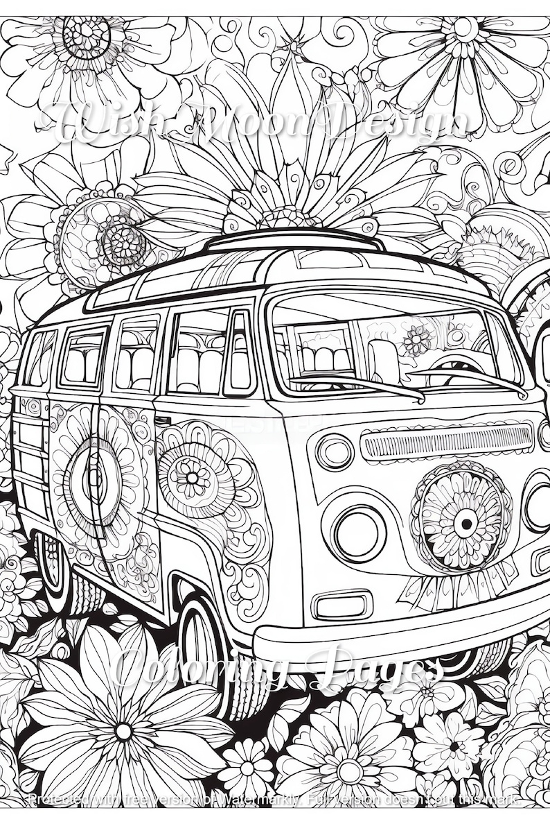 30 Psychedelic Retro Coloring Book, 1970s Stoner Hippie, Groovy ...