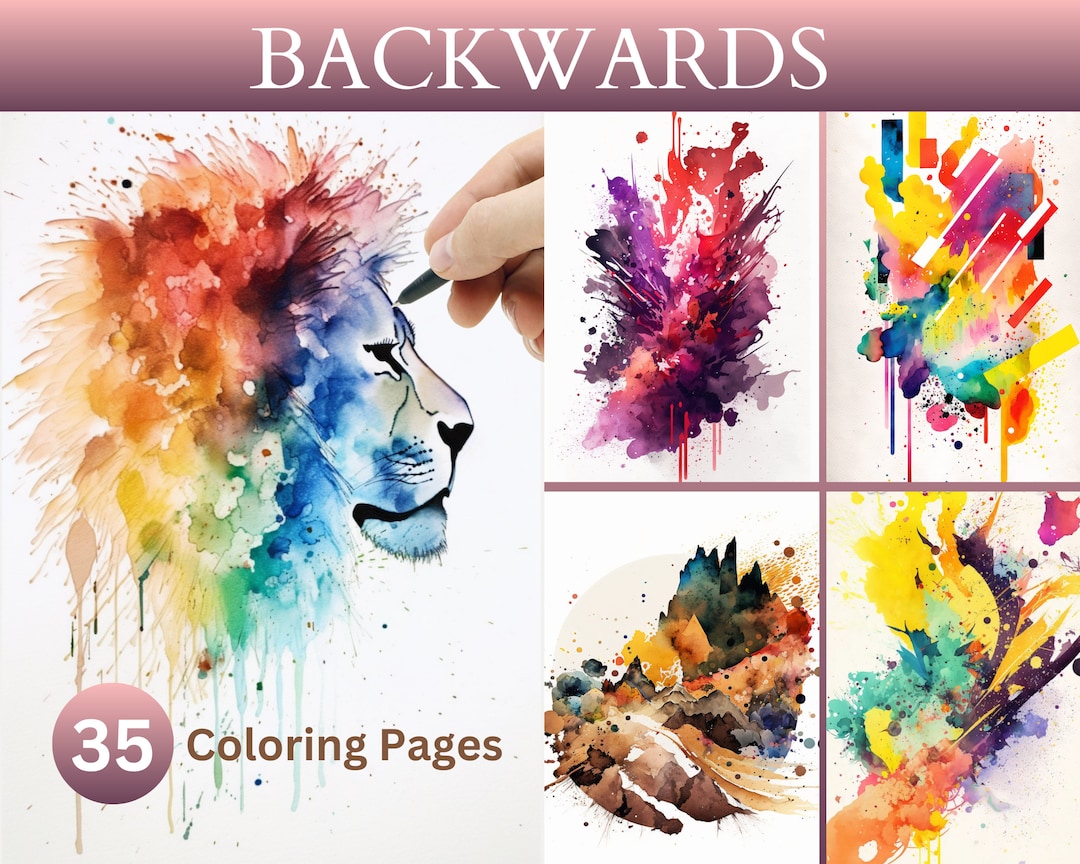 35 Backwards Coloring Pages, Reverse Coloring, Retro, Watercolor Art ...