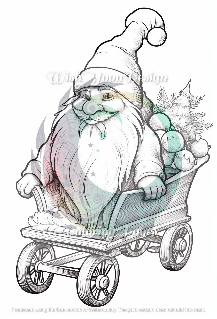 20 Christmas Gnomes Coloring Book, Xmas Noel Gnome Coloring Pages ...