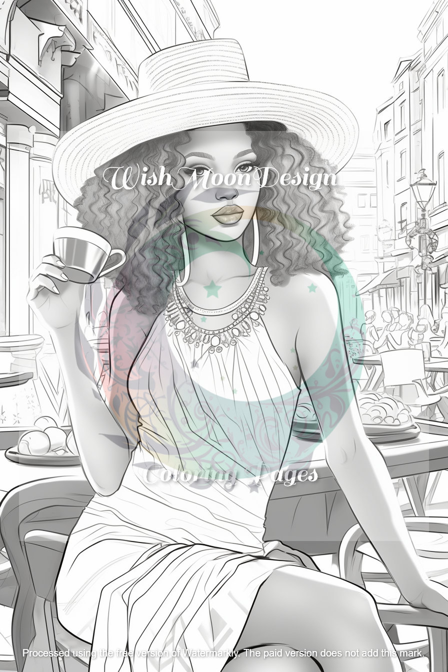 Summer Fashion Coloring Book, Black Women Coloring Pages, Shades of ...