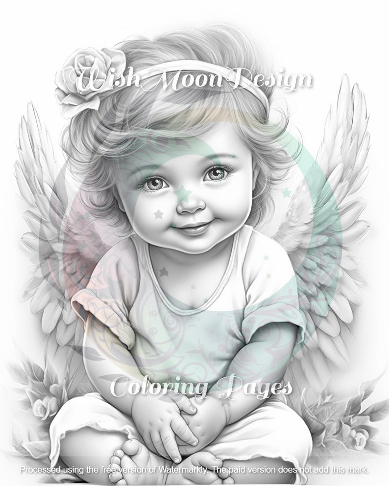 30 Baby Angel Coloring Pages Fantasy Fairy Wings Magical - Etsy