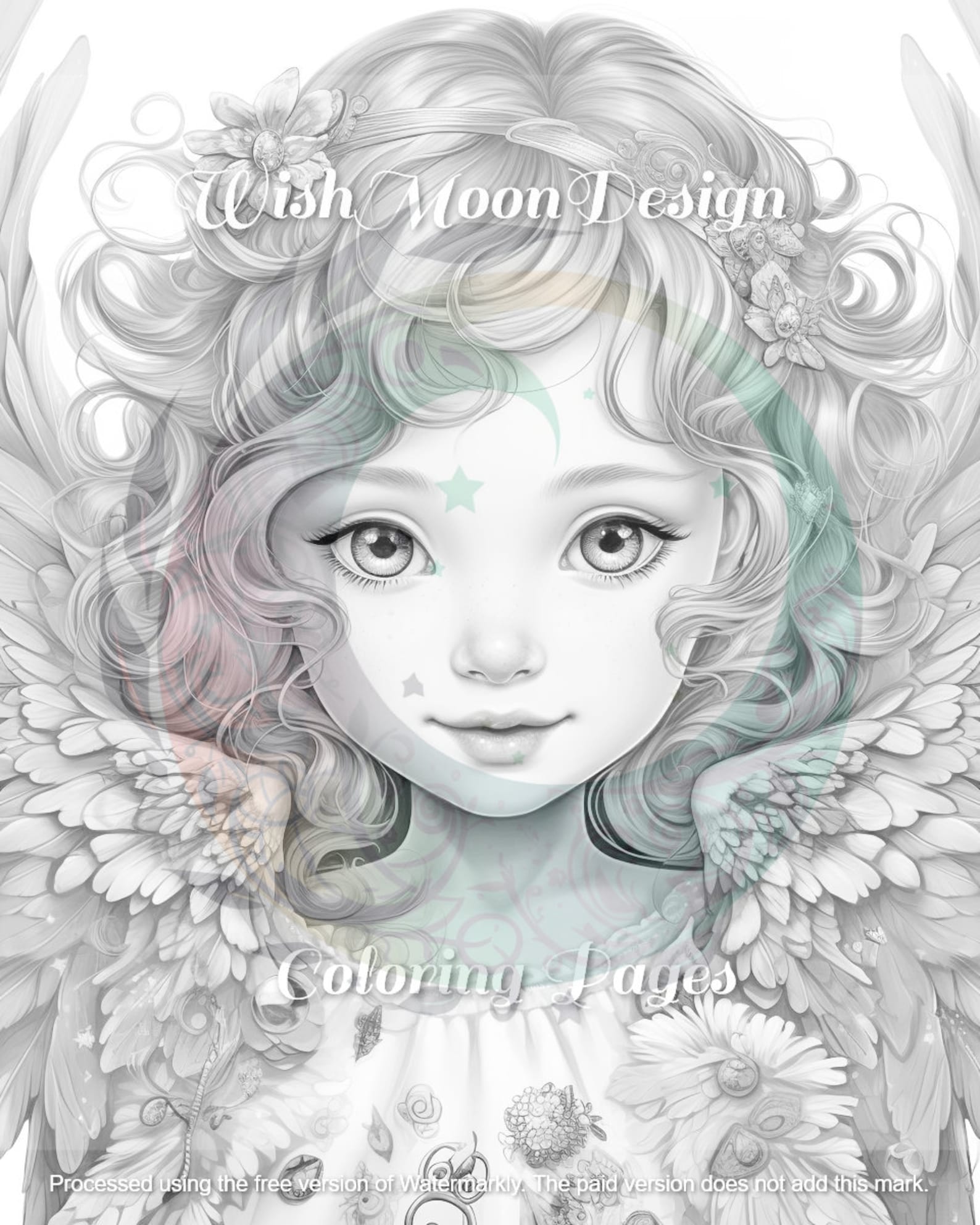 30 Baby Angel Coloring Pages Fantasy Fairy Wings Magical - Etsy