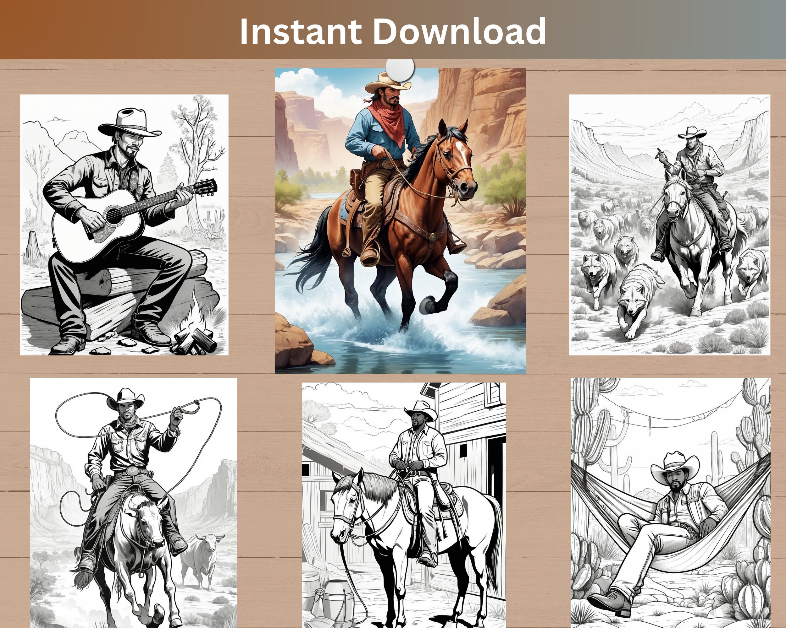 20 Afro Black Cowboy Coloring Pages | Adventure Illustration | African ...