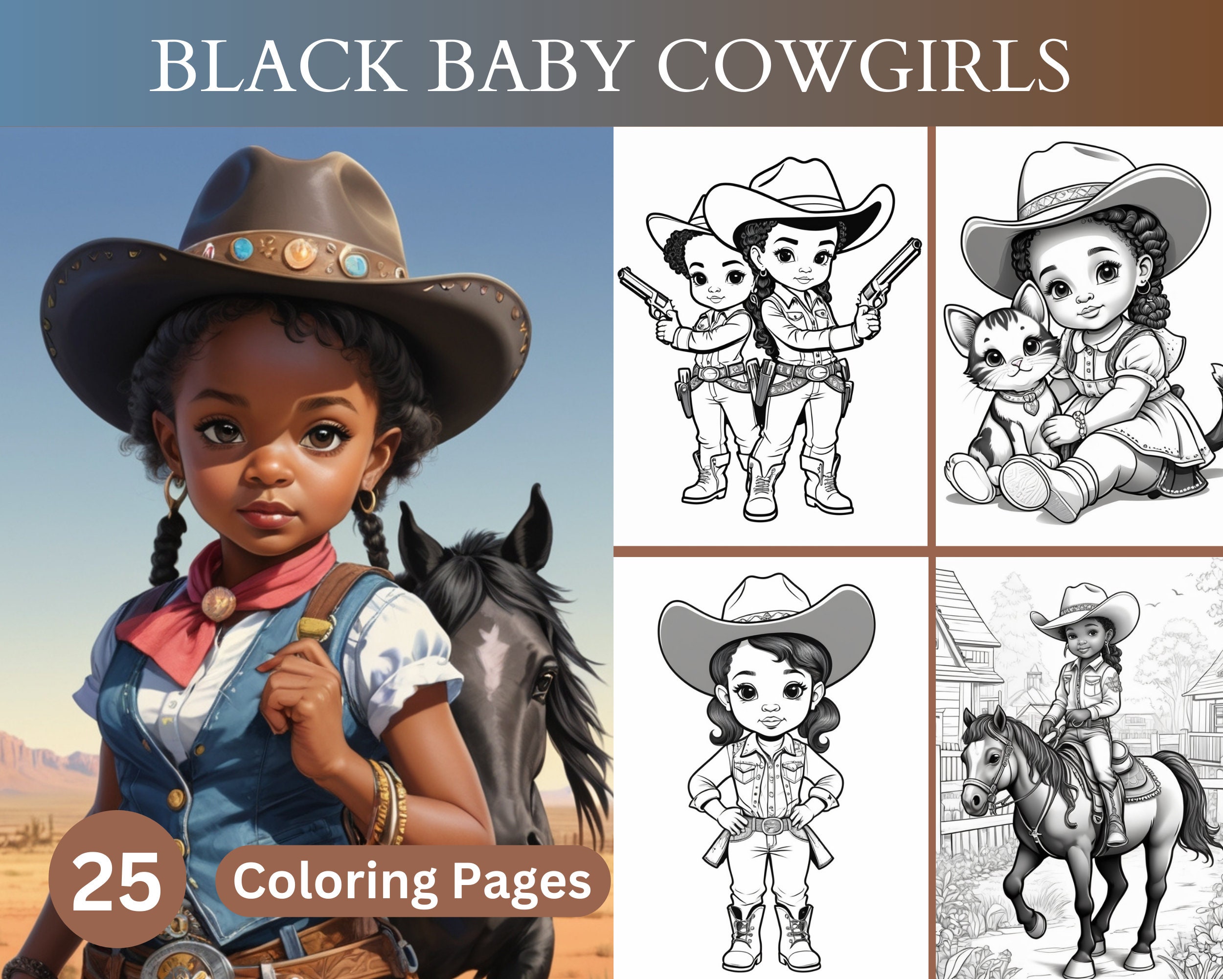 25 Black Baby Cowgirl Coloring Book, African-american Cowgirls ...