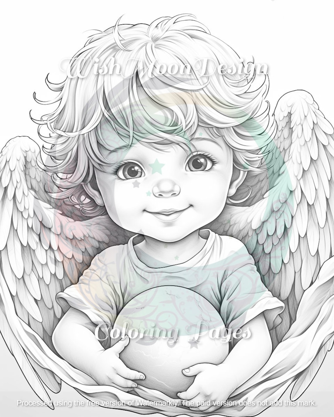 30 Baby Angel Coloring Pages Fantasy Fairy Wings Magical - Etsy