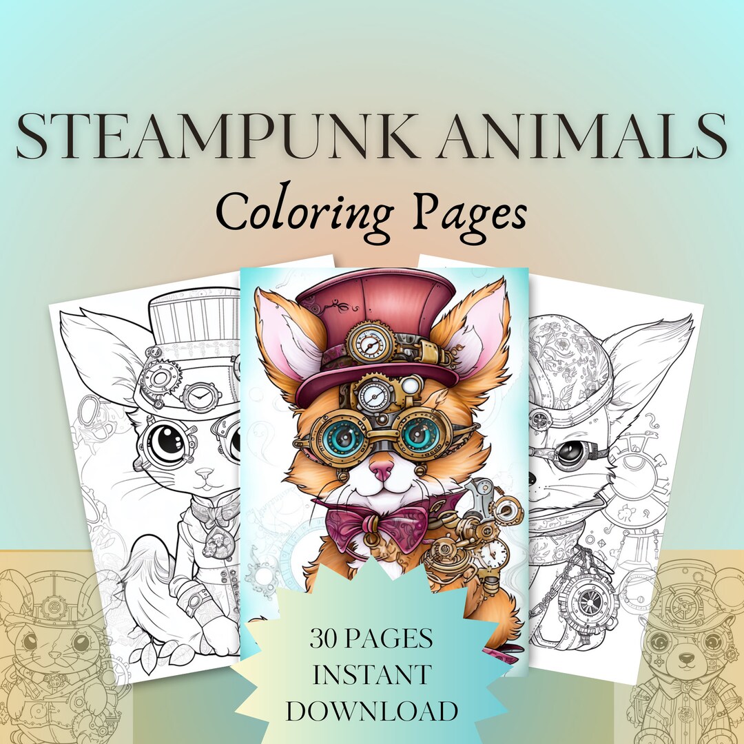 30 Steampunk Baby Animals Coloring Pages Artwork Fantasy - Etsy