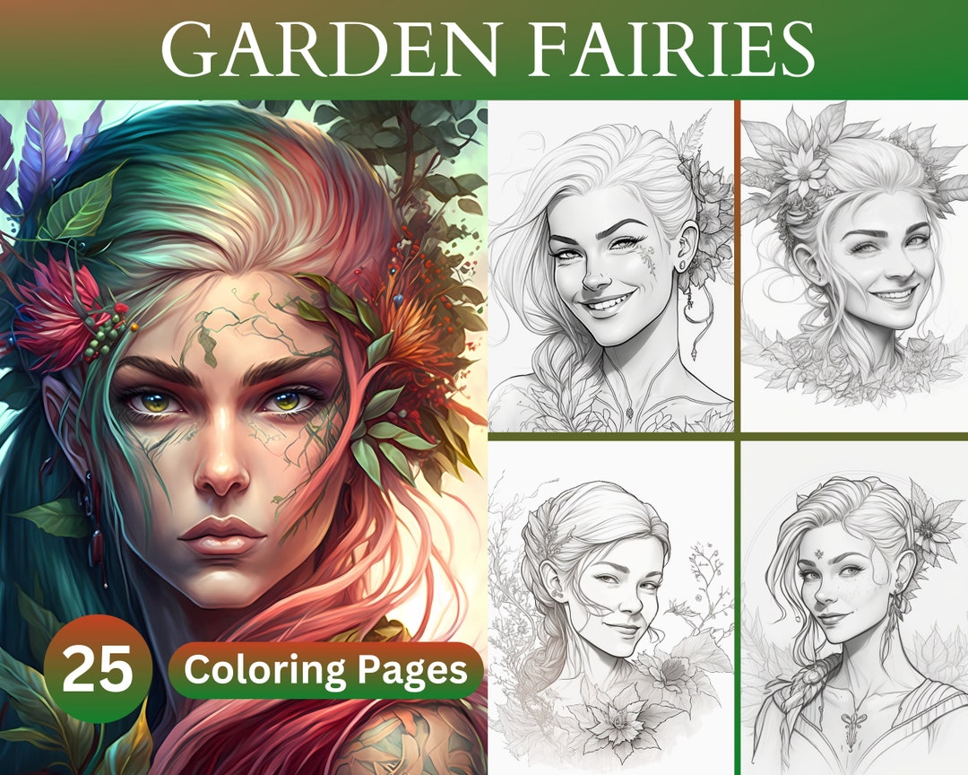 25 Garden Fairies Coloring Book, Fantasy, Flowers, Enchantment ...