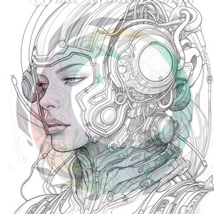 10 Cyborg Women Coloring Pages, Synthetic Female, Sci-fi Art, Fashion ...