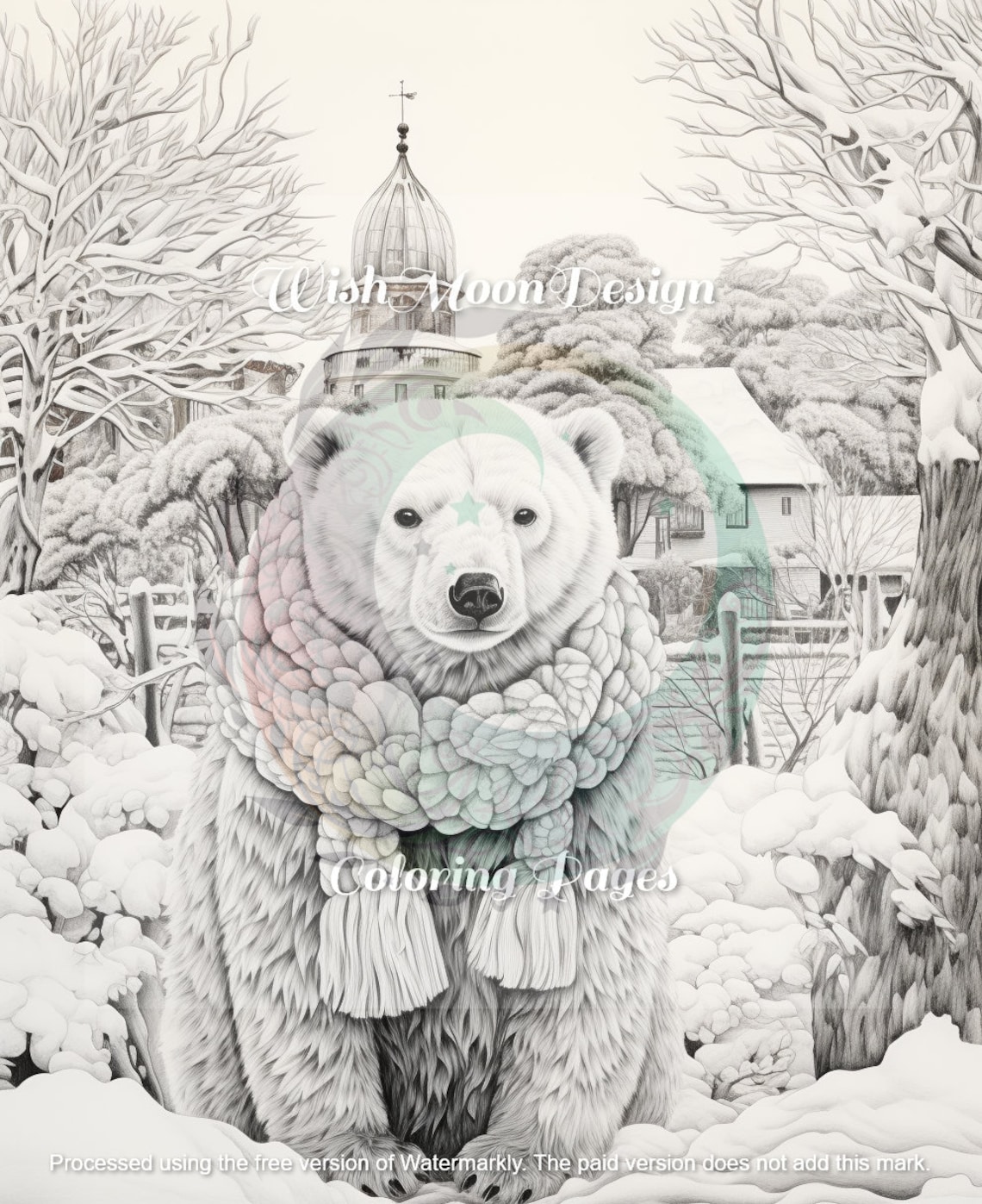 20 Winter Animals Coloring Book, Winter Wildlife, Snowflakes, Fantasy ...