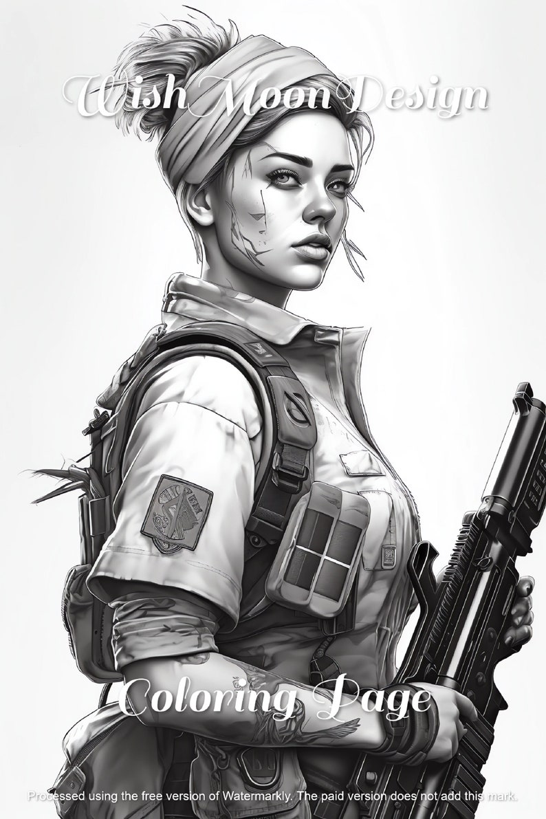 Instant Download - 25 Women in Combat Military Coloring Pages, Strong ...