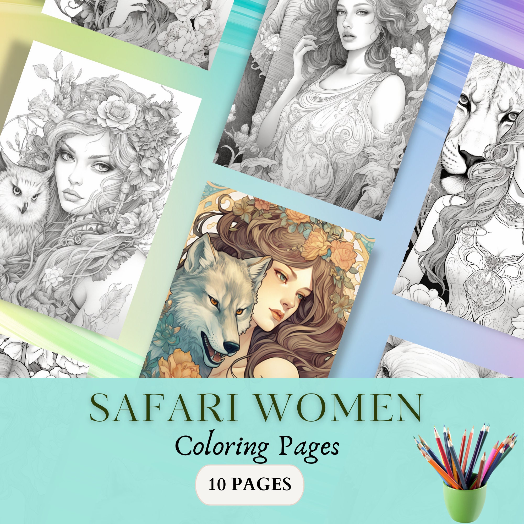 Safari Women Coloring Book, Adventure, Wildlife, Expedition, Strong ...