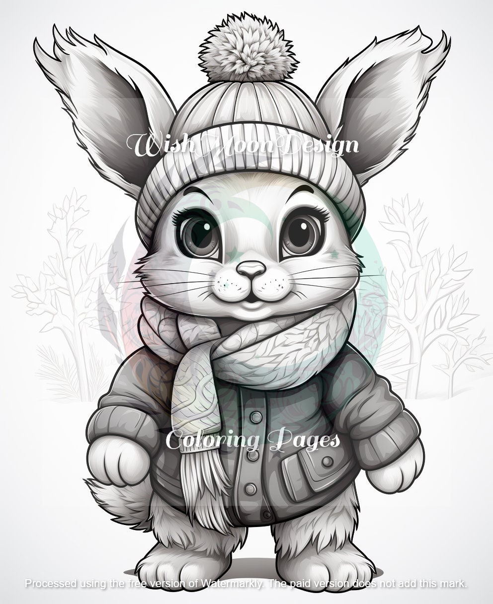 20 Winter Animals Coloring Book, Winter Wildlife, Snowflakes, Fantasy ...