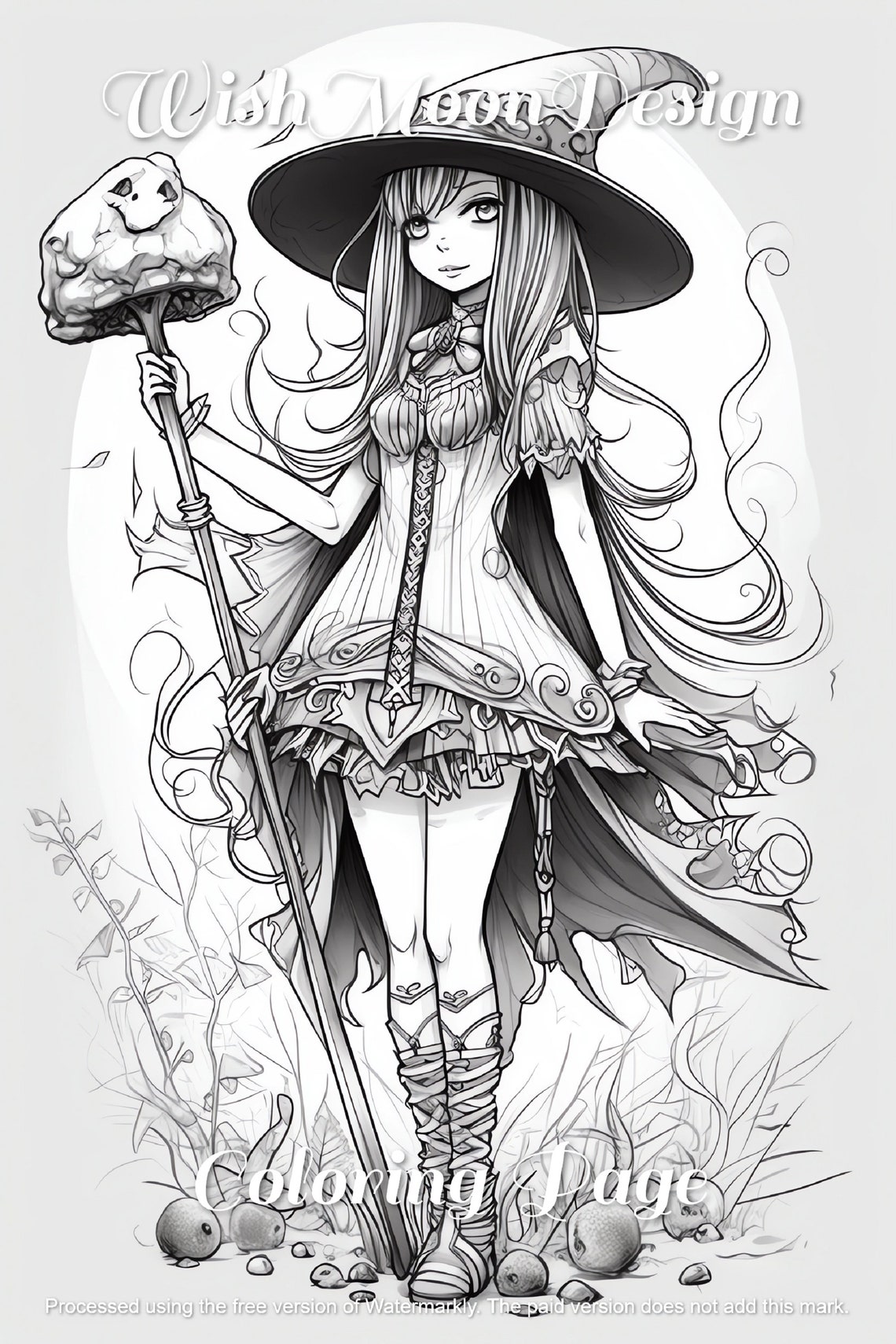 20 Chibi Witch Coloring Pages Witches Hat Spooky Fantasy - Etsy