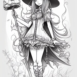 20 Chibi Witch Coloring Pages, Witches Hat, Spooky, Fantasy, Halloween ...