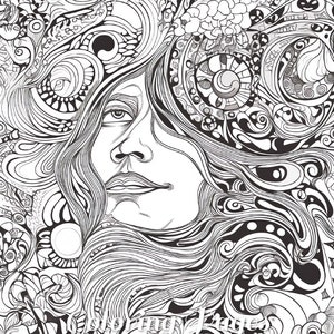 30 Psychedelic Retro Coloring Book, 1970s Stoner Hippie, Groovy ...