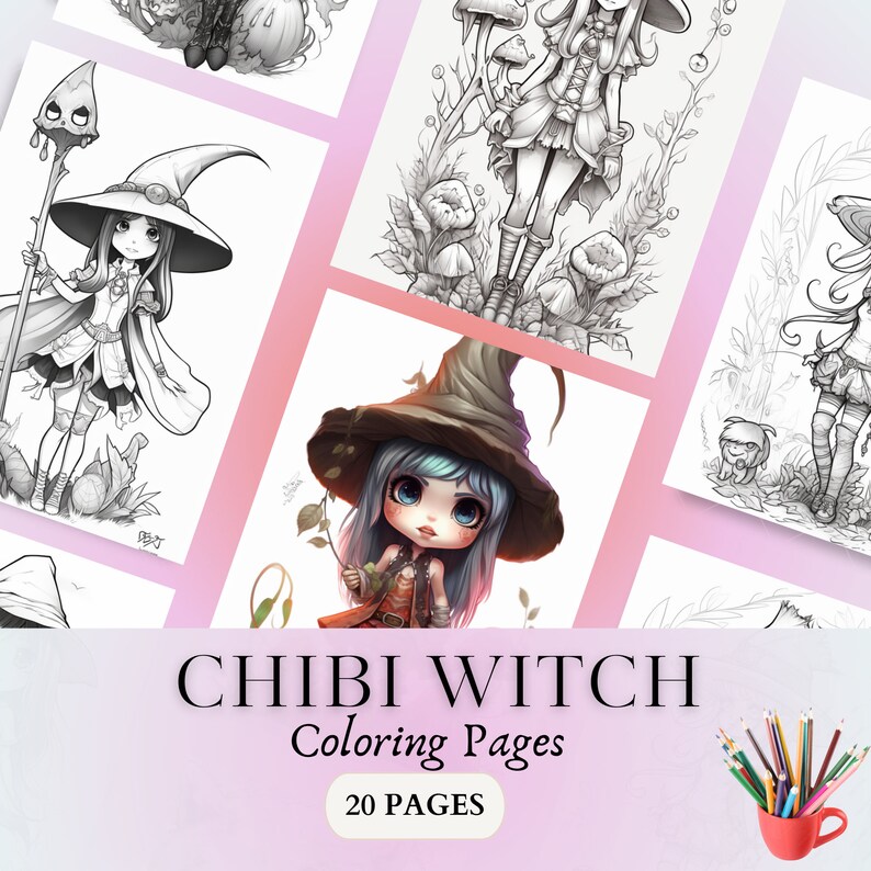 20 Chibi Witch Coloring Pages, Witches Hat, Spooky, Fantasy, Halloween ...