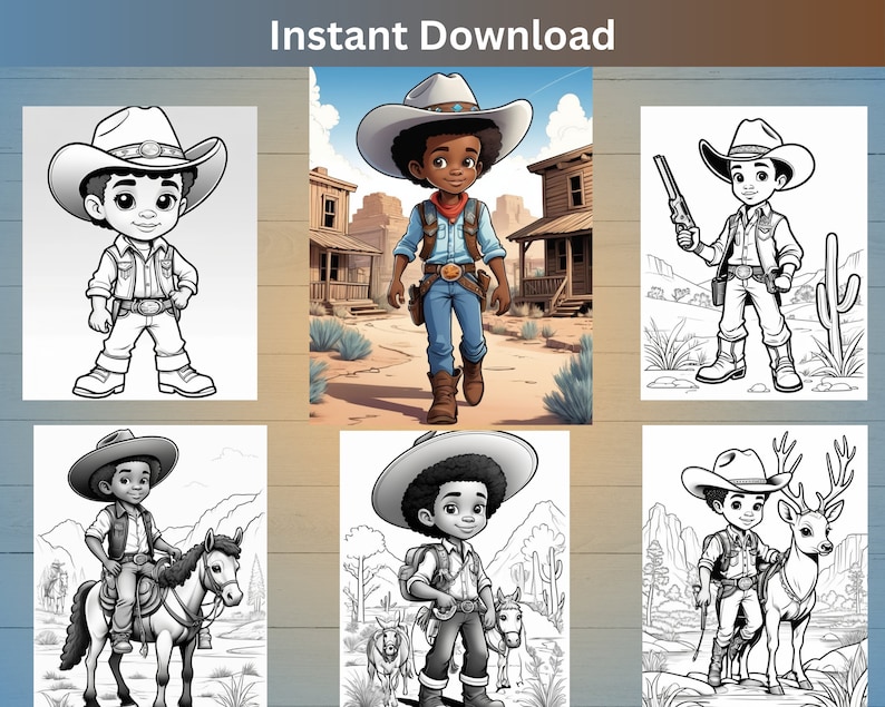 Young Black Cowboys Coloring Pages | Afro | Adventure Cowboy ...