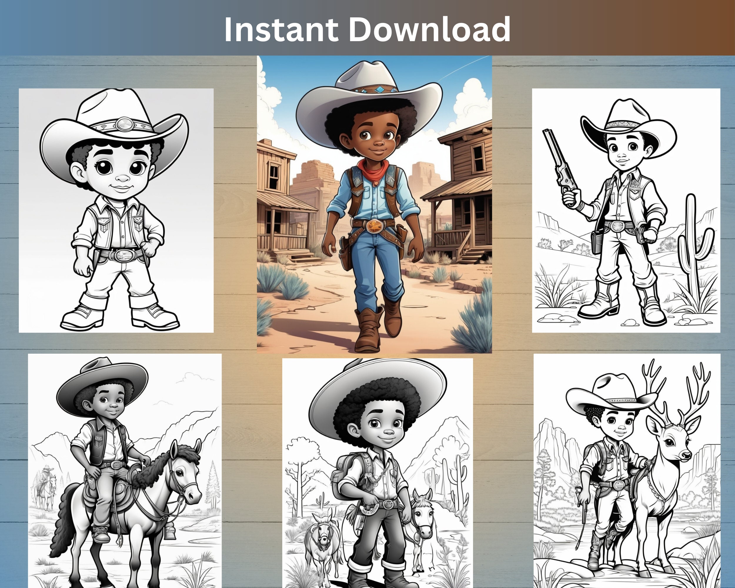 Young Black Cowboys Coloring Pages | Afro | Adventure Cowboy ...
