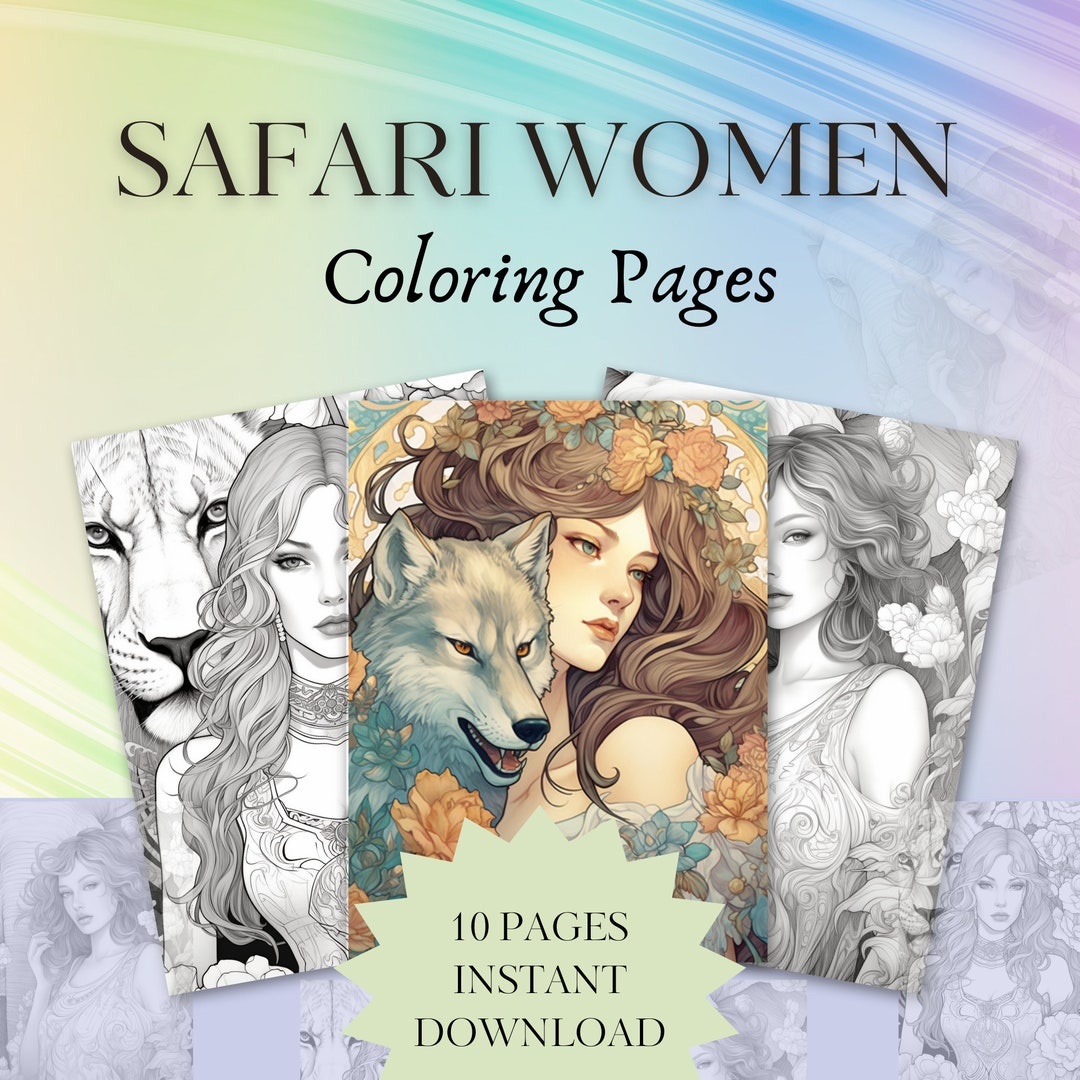 Safari Women Coloring Book, Adventure, Wildlife, Expedition, Strong ...