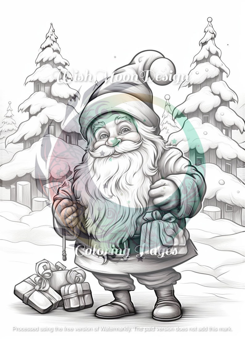 20 Christmas Gnomes Coloring Book, Xmas Noel Gnome Coloring Pages ...