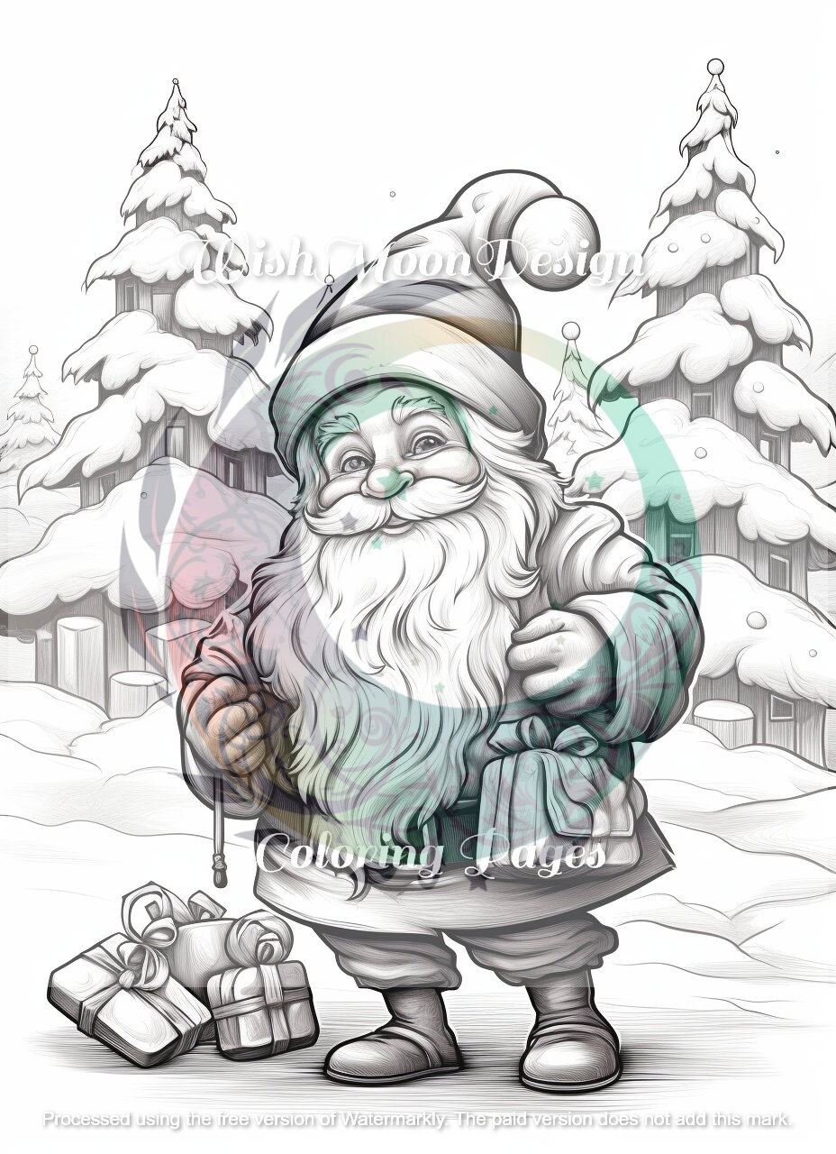 20 Christmas Gnomes Coloring Book, Xmas Noel Gnome Coloring Pages ...