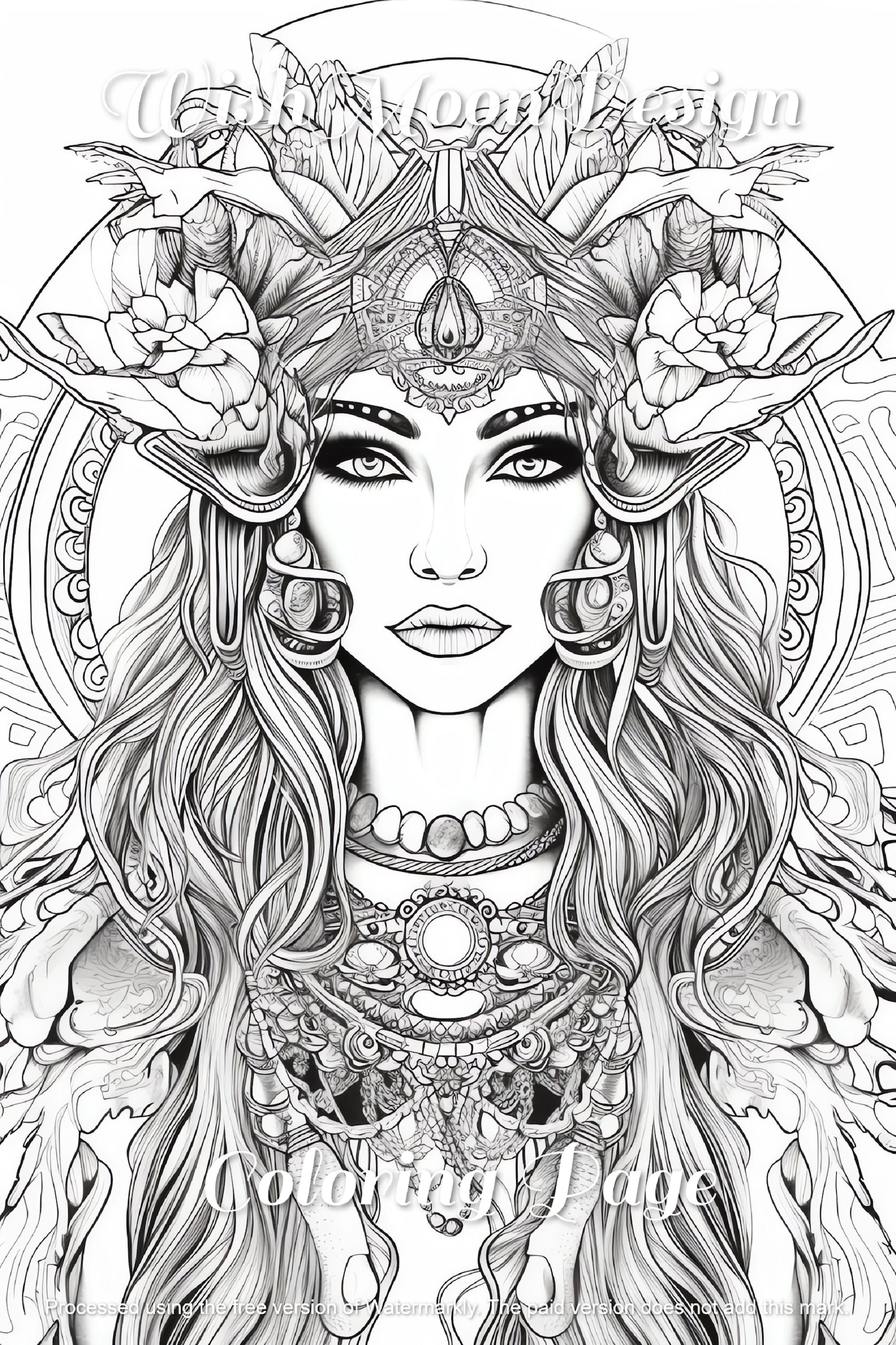 Nyx Goddess Mythological Coloring Book, Fantasy, Celestial Beauty ...