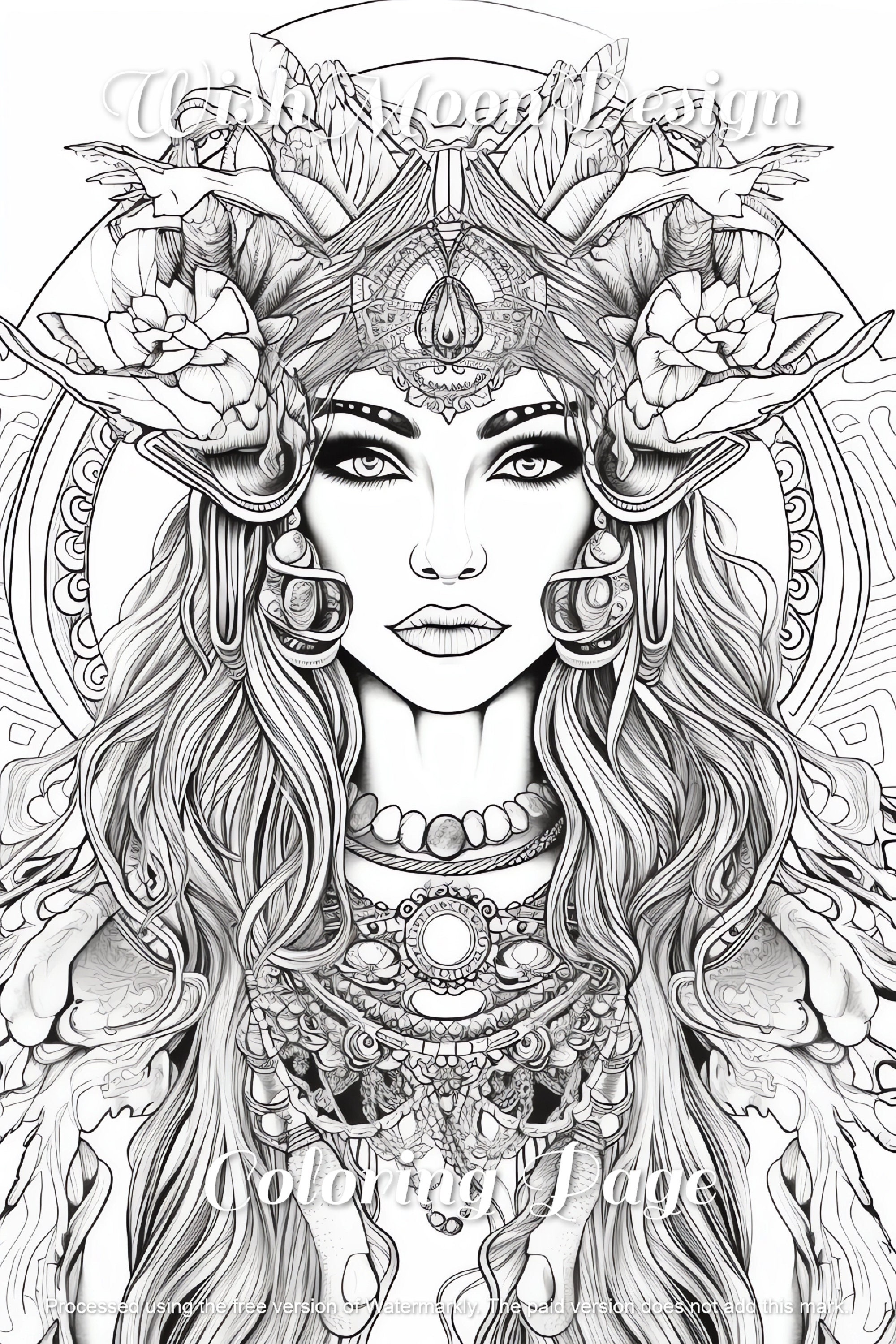 Nyx Goddess Mythological Coloring Book, Fantasy, Celestial Beauty ...