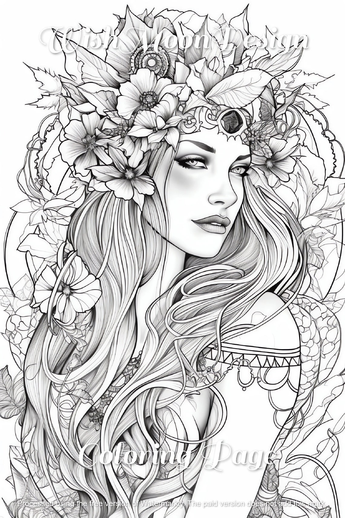 Nyx Goddess Mythological Coloring Book, Fantasy, Celestial Beauty ...