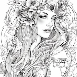 Nyx Goddess Mythological Coloring Book, Fantasy, Celestial Beauty ...