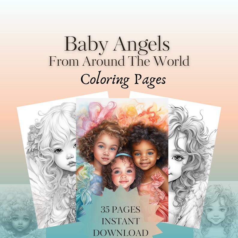 35 Baby Angels From Around the World Coloring Pages, Adorable, Fantasy ...