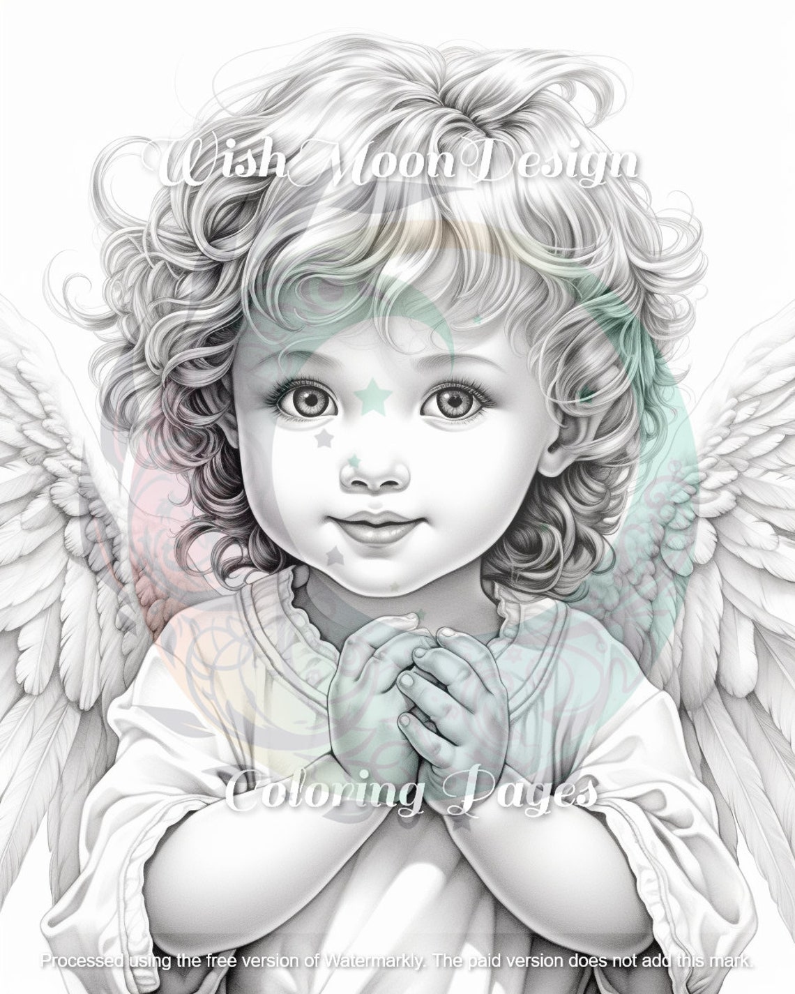 30 Baby Angel Coloring Pages Fantasy Fairy Wings Magical - Etsy