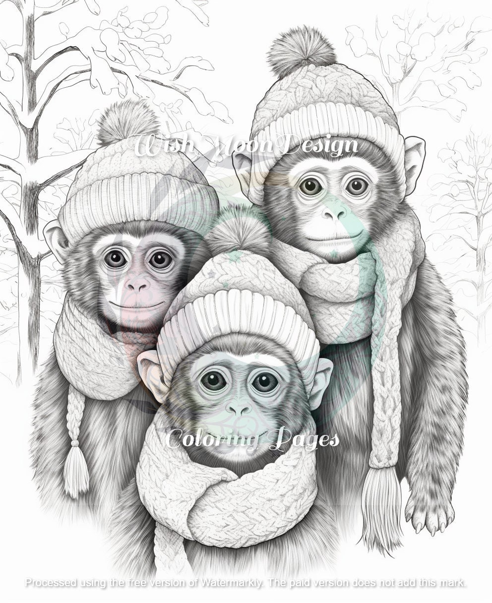 20 Winter Animals Coloring Book, Winter Wildlife, Snowflakes, Fantasy ...