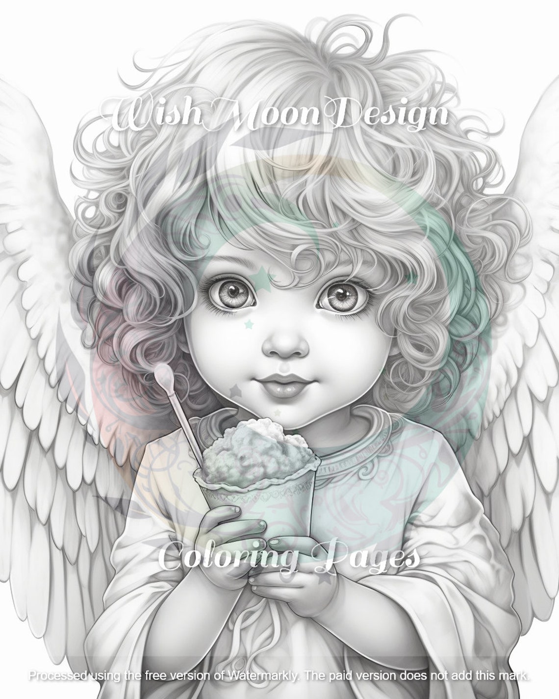 30 Baby Angel Coloring Pages Fantasy Fairy Wings Magical - Etsy